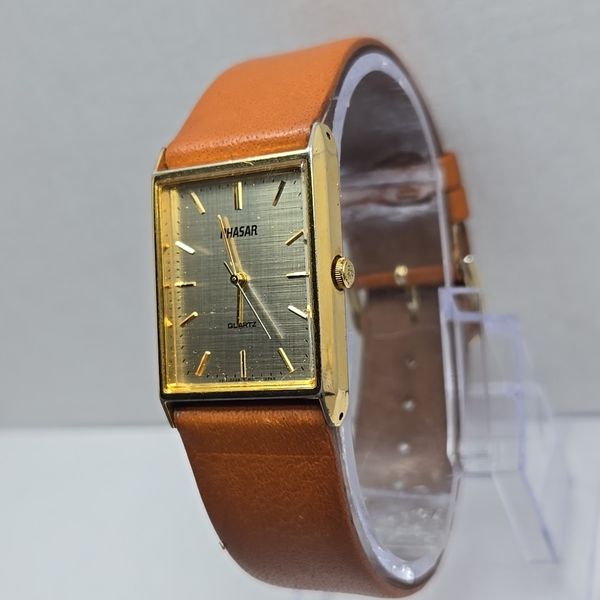 Mens Vintage Phasar By Seiko Tank Watch 24mm Sears Gold Tone New Battery V515 | WatchCharts ...