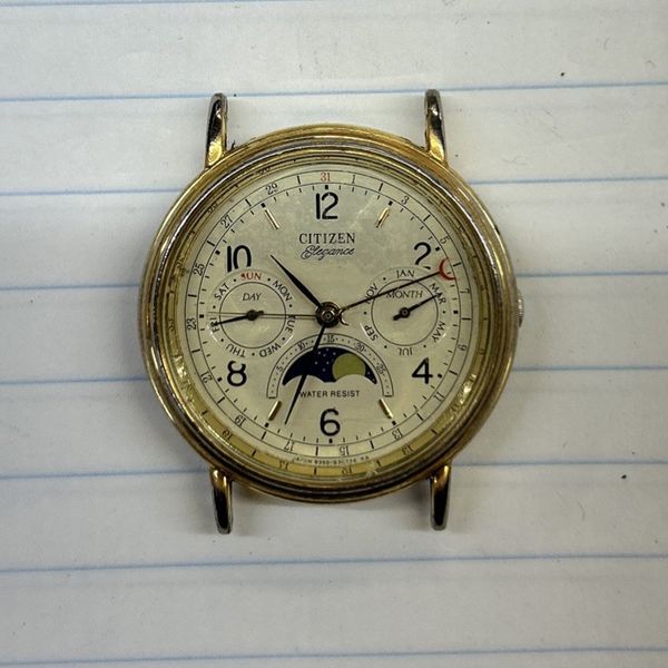 Rare Vintage 80s Citizen Elegance 6350-G30241K Triple Calendar Moon ...