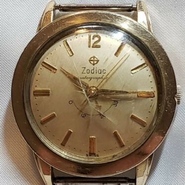 VINTAGE ZODIAC AUTOGRAPHIC 1424 10K GOLD FILLED MENS WATCH WRISTWATCH ...