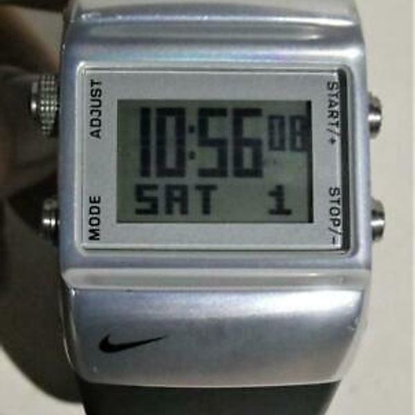 Nike WC0038 Square 100m Aluminum Digital Quartz Alarm Chrono Watch ~New ...
