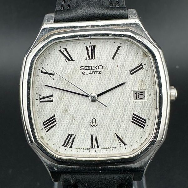 Seiko Men's Quartz Date Roman Numeral Indices Silver Dial 33mm Watch ...