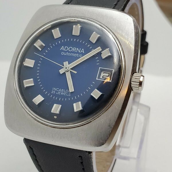 Vintage ADORNA automatic INCABLOC 25Jewels Men's watch PUW 1561- 1970s ...