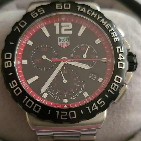 TAG Heuer Mens Formula 1 Black Dial Stainless Steel Watch CAU1116 ...