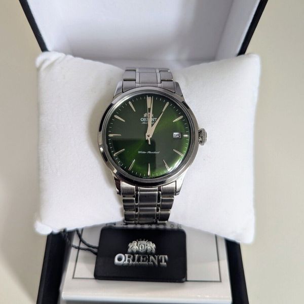 Orient Bambino 38mm Automatic Watch Green Dial Steel Bracelet ...