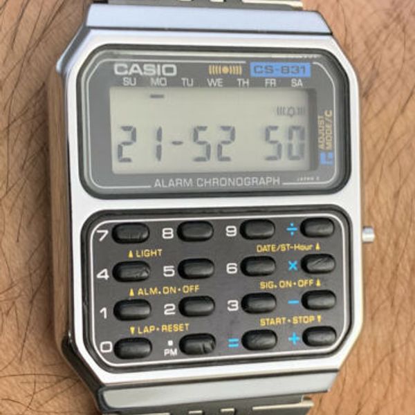 Vintage men's CASIO CS-831 231 Digital WATCH Calculator Alarm ...