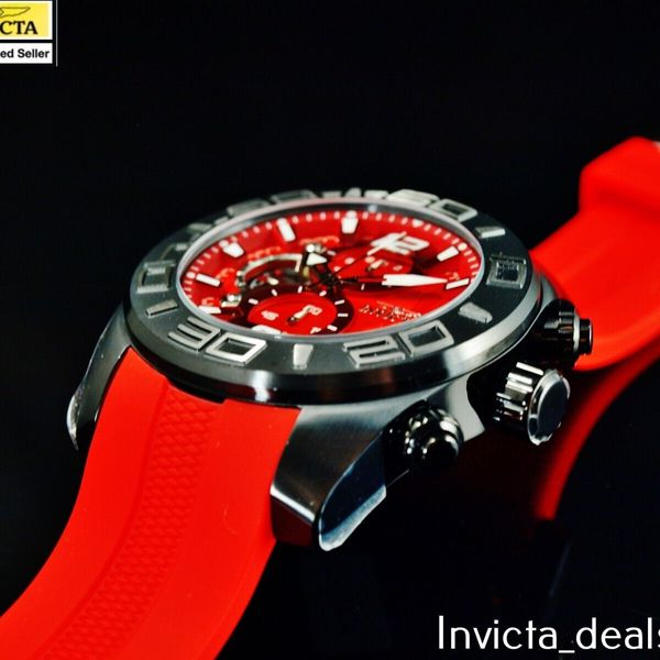 Invicta Men's 50mm Pro Diver TURBO Chronograph RED DIAL Red/Black Tone ...