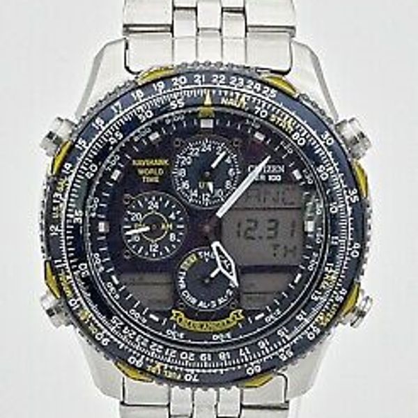 1st Generation Citizen Navihawk World time Blue Angels Stainless Steel ...