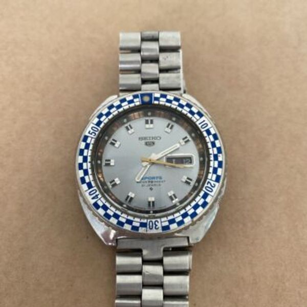 Vintage Seiko 5 Sports, Automatic Rally Diver Checkered Bezel Day-Date | WatchCharts Marketplace