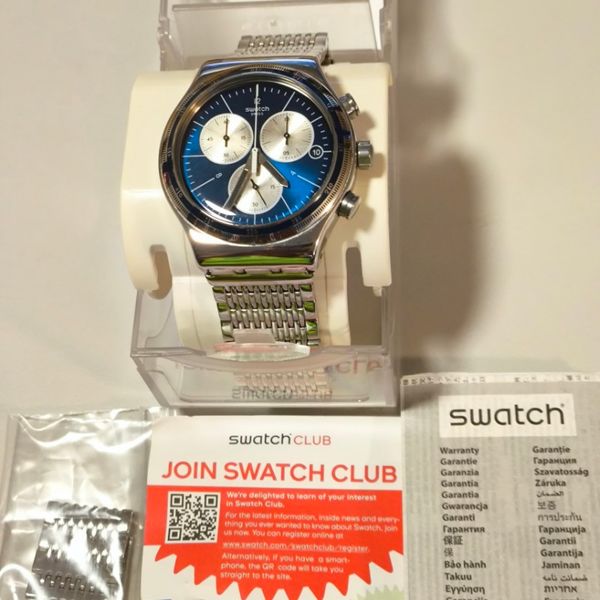 Swatch Irony YVS410G Chronograph Watch with Stainless Steel Bracelet ...