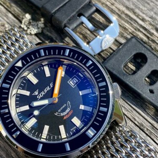 Squale 60 Atmos Matic Black Dial 600m MINT Vintage Style Diver Extra ...