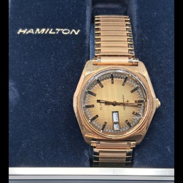 1980 GM Award Hamilton Day Date Gold Tone Men's Watch w/ Original Box ...