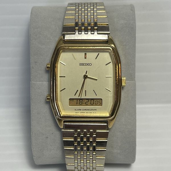 Vintage Seiko Watch H601-5579 Analog Digital Alarm Chronograph Gold Tone Working | WatchCharts ...