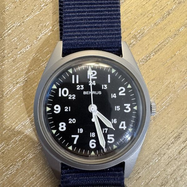 Benrus Military Watch DTU-2A-P-SVBK Men's - Navy NATO Strap ...