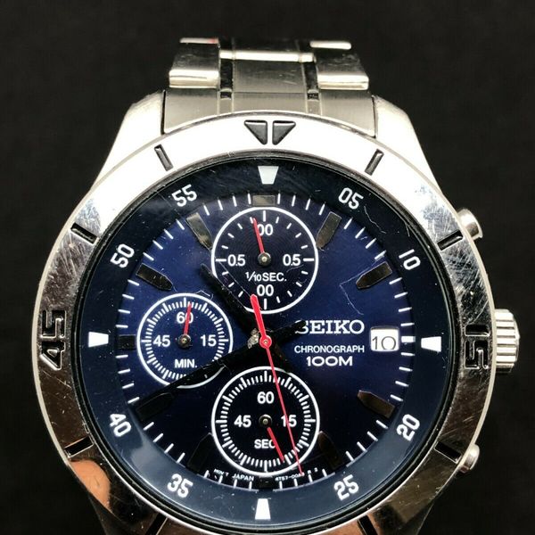 Seiko Gents Class Multi Dial Watch 4T57-00A0 Blue Dial Stainless Steel ...
