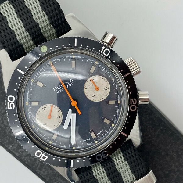 Bulova 666 Gray Dial Devil Diver Swiss 7733 Chronograph Watch Just ...