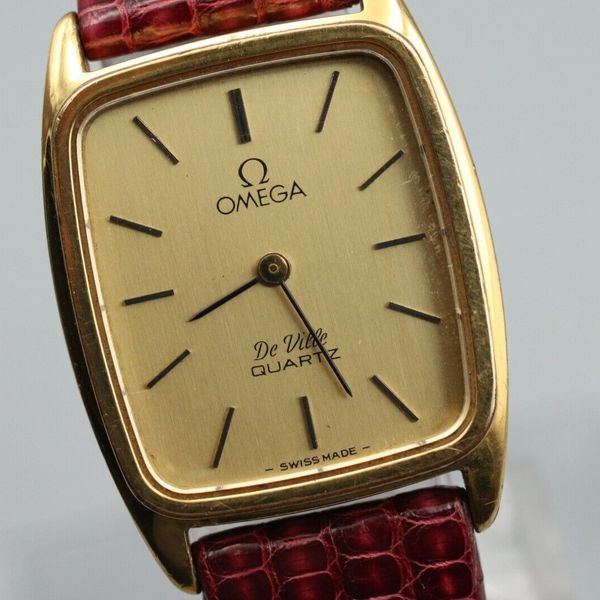 *NEAR MINT* Vintage OMEGA De Ville Cal.1350 Quartz Gold Push Crown ...
