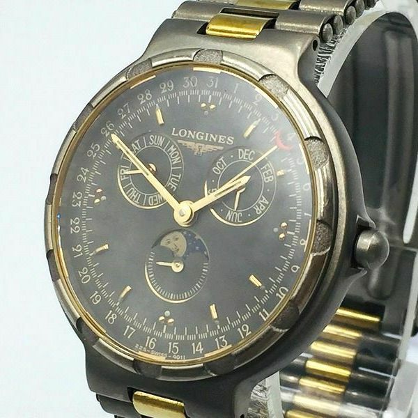LONGINES Watch CONQUEST Quartz Titanium Moon Phase Triple Calendar ...