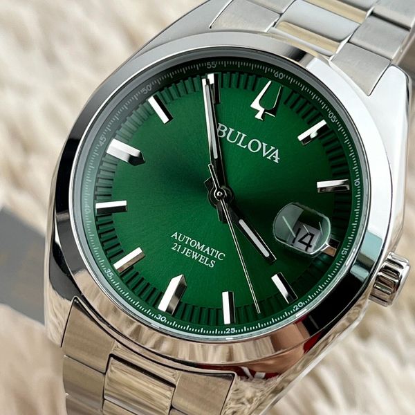 Bulova Surveyor 39mm Green Dial Automatic Stainless Steel Men's Watch 96B429 | WatchCharts ...
