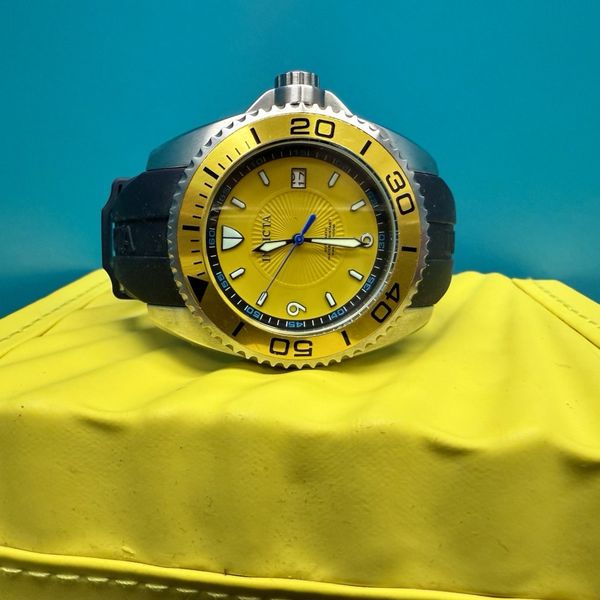 INVICTA Pro Diver Automatic Yellow Dial 6058 Men's Watch In Box. size ...