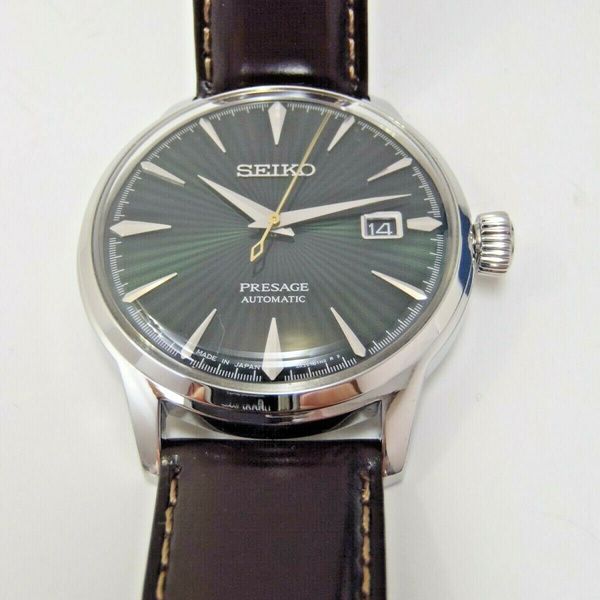 NEW SEIKO PRESAGE COCKTAIL MOCKING BIRD GREEN DIAL LEATHER STRAP SRPD37 ...