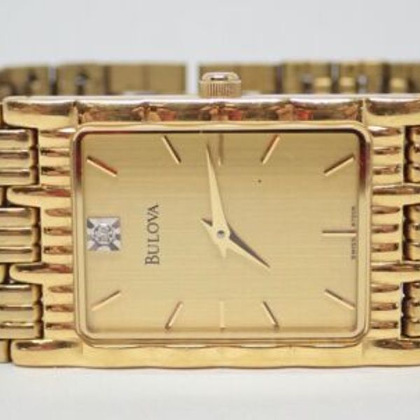 Bulova T8 1998 Gold Tone Case & Band Gold Dial Quartz Mens Swiss Watch ...