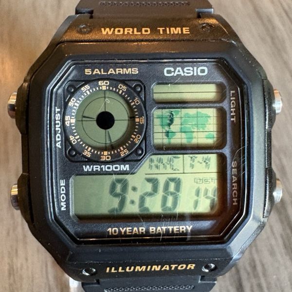 CASIO ILLUMINATOR 3299 AE-1200WH BLACK DIGITAL WATCH | WatchCharts ...