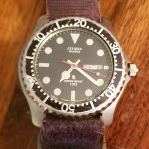 Vintage MENS CITIZEN 100M DIVERS BLACK DIAL QUARTZ 6100 G03740K Parts ...