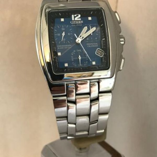 Citizen Men’s Eco-Drive perpetual calender Blue Dial Bracelet Watch ...