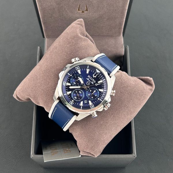 Bulova Marine Star 96B287 Blue Dial-Blue Silicone Strap Men's Quartz ...