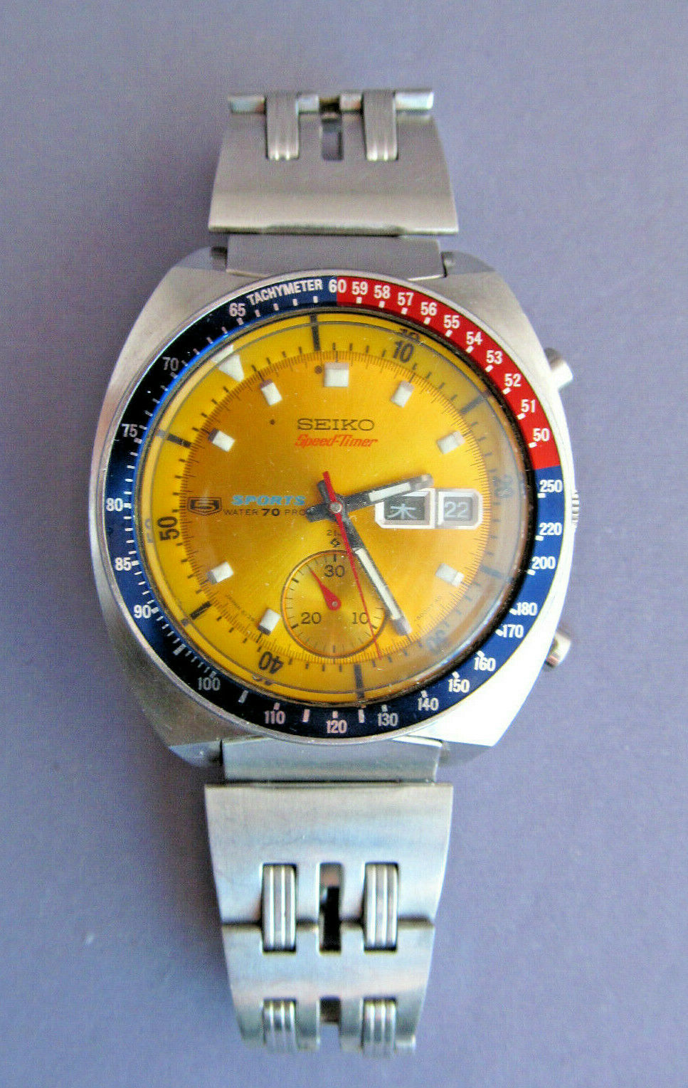 VINTAGE Automatic SEIKO 5 SPORTS Speed Timer 6139-6000 21J 1969 PROOF ...