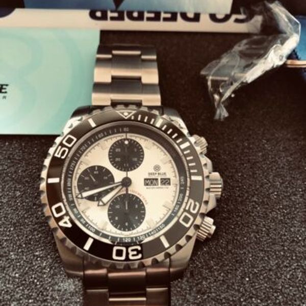 Deep Blue Master Chrono Swiss Valjoux 7750 Panda | WatchCharts Marketplace