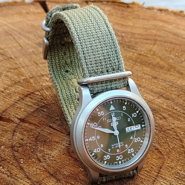Seiko 5 Sports Military Pilot Green Men's Watch - NATO | WatchCharts ...