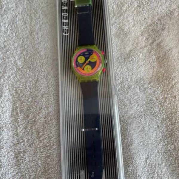 Swatch Watch Chronograph SCJ101 Neon Grand Prix 1991 Vintage Original ...