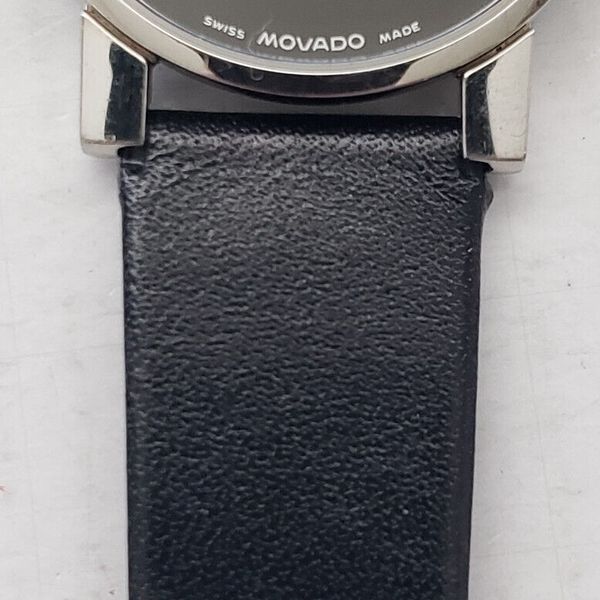 Movado Classic Museum Black Dial Leather Band Swiss Watch.Sapphire ...