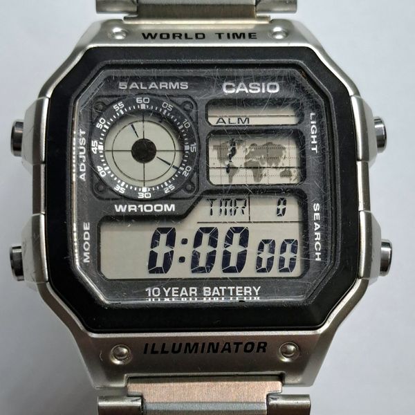 Casio World Time Multifunction Alarm Chrono Digital Mens Wristwatch 7 ½ ...