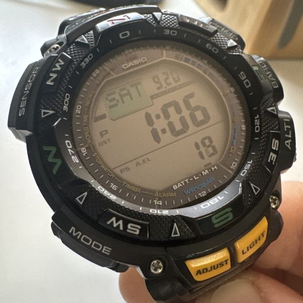 Casio Pathfinder Alti Baro Compass Tough Solar Men's Black Watch 3246 ...