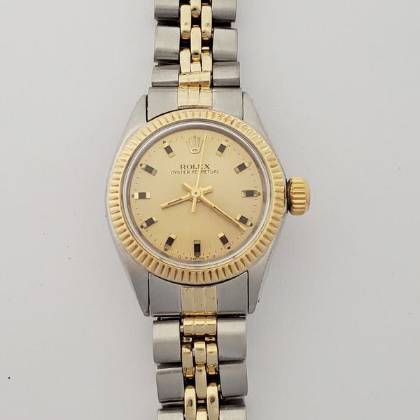 Rolex Oyster Perpetual 6619 Gold SS Ladies Vintage Wrist Watch ...