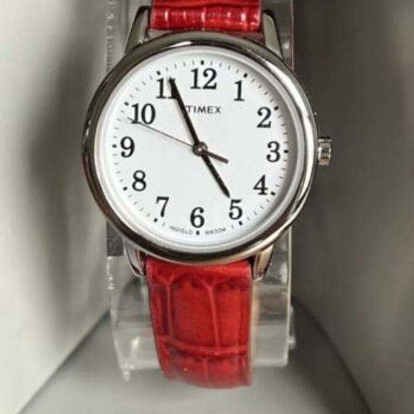 Timex TW2P68700, Women's Easy Reader, Dark Red Leather Watch, Indiglo ...