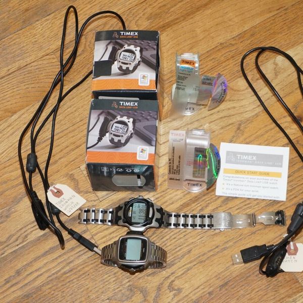 TWO VINTAGE TIMEX DATA LINK USB WATCHES With Boxes and Cables ...