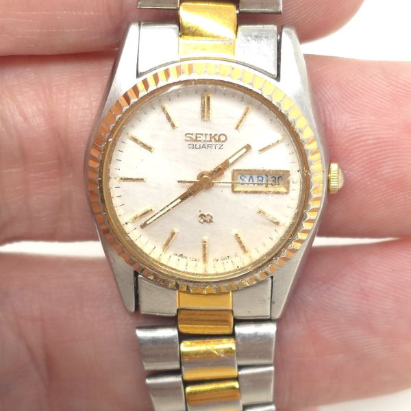 WORN Seiko Watch Women 2 Tone jubilee 3E23-0A69 Day/Date Quartz ...