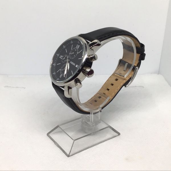 Fossil Men BQ1006 Rhett Chronograph Black Dial Leather Strap Quartz ...