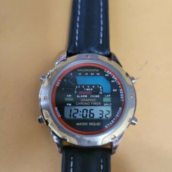 Men's Vintage RADIO SHACK MICRONTA LCD Wrist Watch Alarm Chrono SS ...