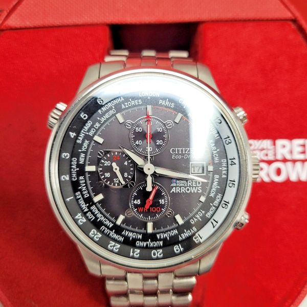 Citizen Menâ s Eco-drive Red Arrows World Time Chrono Bracelet Watch ...