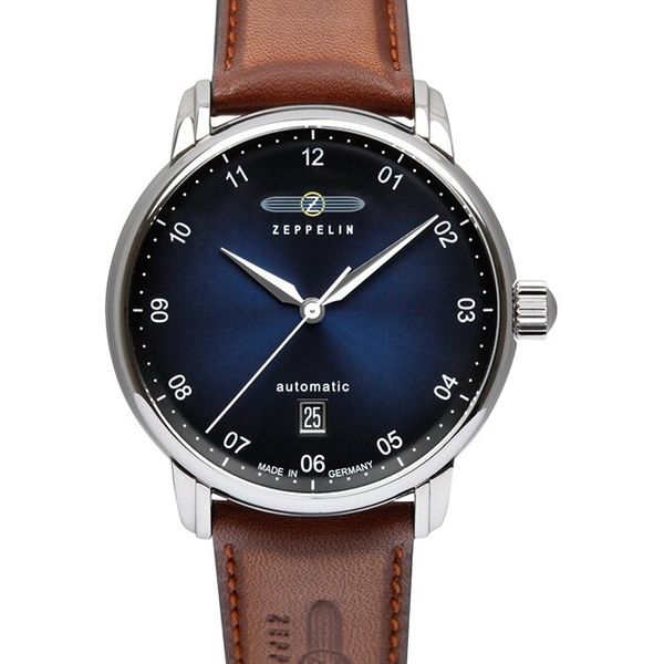 Zeppelin Captains Line Auto Watch Swiss Mvmt 41mm Clear back Blue dial ...