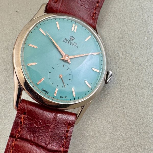 VINT Rolex Marconi turquoise dial swiss wind up ca 56 NO RESERVE PRICE ...
