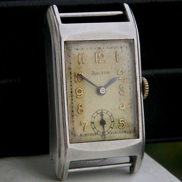 Arctos Tank,Art Deco from 1930s,ETA 735,blue needles,Krupp case ...