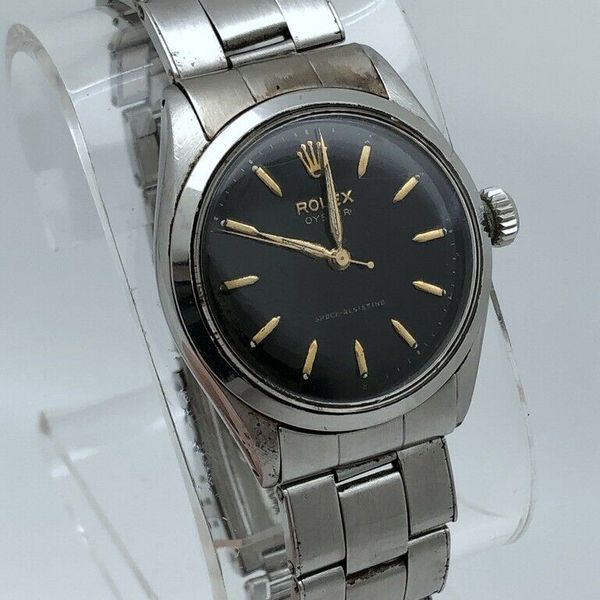 1958 ROLEX OYSTER Ref.6480 Black Dial Manual Wind Original Bracelet ...