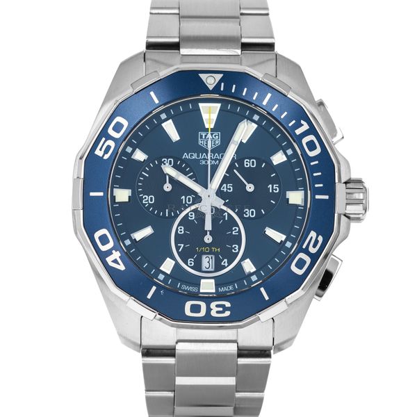 FS- TAG Heuer CAY111B.BA0927 Aquaracer 43mm Quartz Chronograph Blue Dial Box Papers ...