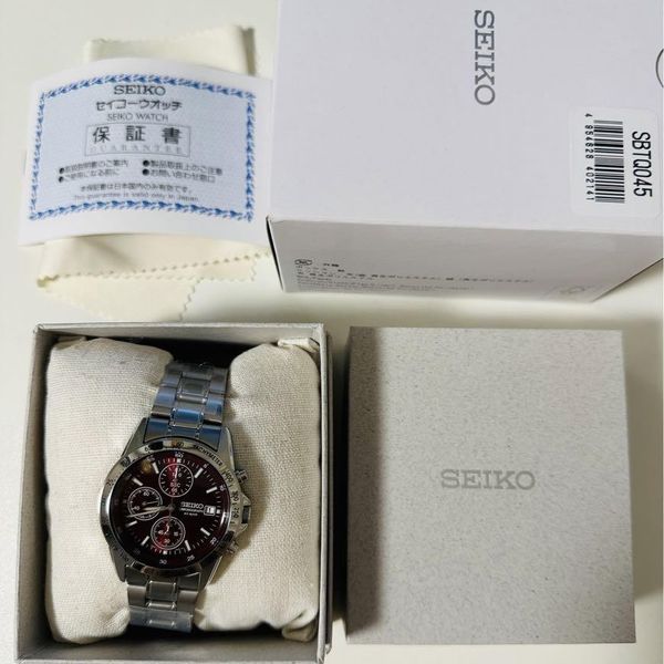 SEIKO SPIRIT SBTQ045 Chronograph Men's Watch Dial Limit Red Japan ...