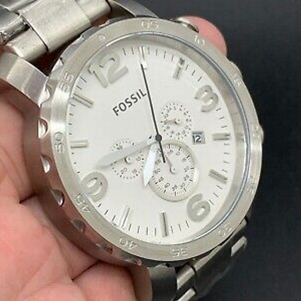 FOSSIL JR1444 CHRONOGRAPH 24 HOURS DUAL TIME DATE W.R 5 ATM S/S QUARTZ ...